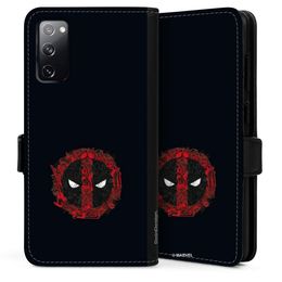 DeinDesign Galaxy S20 Handy Klapph&uuml;lle Handyh&uuml;lle aus Kunst Leder schwarz Flip Case Deadpool Marvel Logo Sideflip mit Lasche