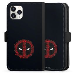 DeinDesign iPhone 11 Pro Handy Klapph&uuml;lle Handyh&uuml;lle aus Kunst Leder schwarz Flip Case Logo Marvel Deadpool Sideflip mit Lasche