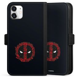 DeinDesign iPhone 11 Handy Klapph&uuml;lle Handyh&uuml;lle aus Kunst Leder schwarz Flip Case Logo Marvel Deadpool Sideflip mit Lasche