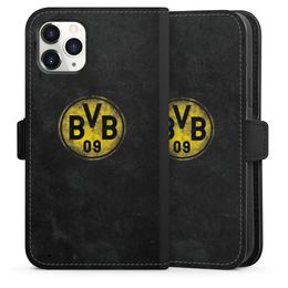 DeinDesign iPhone 11 Pro Handy Klapph&uuml;lle Handyh&uuml;lle aus Kunst Leder schwarz Flip Case Bvb Borussia Dortmund Merchandise Sideflip mit Lasche