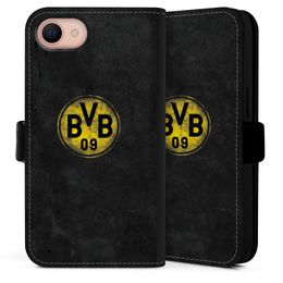 DeinDesign iPhone 16e Handy Klapph&uuml;lle Handyh&uuml;lle aus Kunst Leder schwarz Flip Case Bvb Borussia Dortmund Merchandise Sideflip mit Lasche