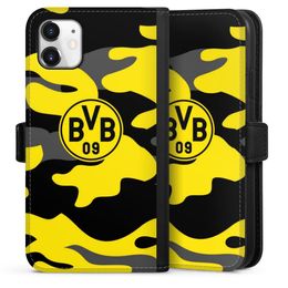 DeinDesign iPhone 11 Handy Klapph&uuml;lle Handyh&uuml;lle aus Kunst Leder schwarz Flip Case Borussia Dortmund Bvb Merchandise Sideflip mit Lasche