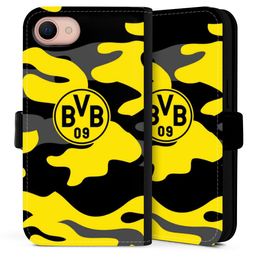 DeinDesign iPhone 16e Handy Klapph&uuml;lle Handyh&uuml;lle aus Kunst Leder schwarz Flip Case Borussia Dortmund Merchandise Bvb Sideflip mit Lasche
