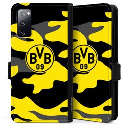 DeinDesign Galaxy S20 Handy Klapph&uuml;lle Handyh&uuml;lle aus Kunst Leder schwarz Flip Case Merchandise Bvb Borussia Dortmund Sideflip mit Lasche