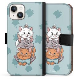 DeinDesign iPhone 14 Handy Klapph&uuml;lle Handyh&uuml;lle aus Kunst Leder schwarz Flip Case Disney Aristocats Cat Sideflip mit Lasche