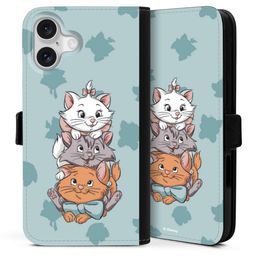 DeinDesign iPhone 16 Plus Handy Klapph&uuml;lle Handyh&uuml;lle aus Kunst Leder schwarz Flip Case Disney Aristocats Cat Sideflip mit Lasche