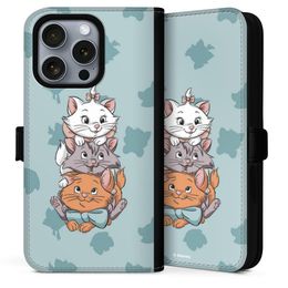 DeinDesign iPhone 16 Pro Max Handy Klapph&uuml;lle Handyh&uuml;lle aus Kunst Leder schwarz Flip Case Disney Aristocats Cat Sideflip mit Lasche