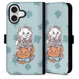 DeinDesign iPhone 16 Handy Klapph&uuml;lle Handyh&uuml;lle aus Kunst Leder schwarz Flip Case Disney Aristocats Cat Sideflip mit Lasche