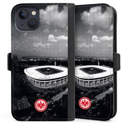 DeinDesign iPhone 13 Handy Klapph&uuml;lle Handyh&uuml;lle aus Kunst Leder schwarz Flip Case Eintracht Frankfurt Sge Stadium Sideflip mit Lasche