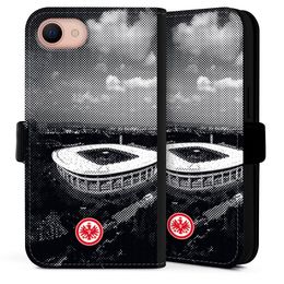 DeinDesign iPhone 16e Handy Klapph&uuml;lle Handyh&uuml;lle aus Kunst Leder schwarz Flip Case Eintracht Frankfurt Sge Stadium Sideflip mit Lasche