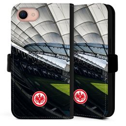 DeinDesign iPhone 16e Handy Klapph&uuml;lle Handyh&uuml;lle aus Kunst Leder schwarz Flip Case Eintracht Frankfurt Stadium Official Licensed Product Sideflip mit Lasche
