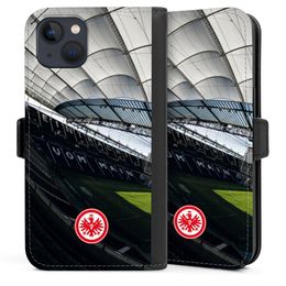 DeinDesign iPhone 13 Handy Klapph&uuml;lle Handyh&uuml;lle aus Kunst Leder schwarz Flip Case Eintracht Frankfurt Stadium Official Licensed Product Sideflip mit Lasche