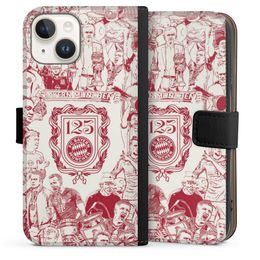 DeinDesign iPhone 14 Handy Klapph&uuml;lle Handyh&uuml;lle aus Kunst Leder schwarz Flip Case Official Licensed Product Fcb 125 Jahre Fc Bayern M&uuml;nchen Sideflip mit Lasche