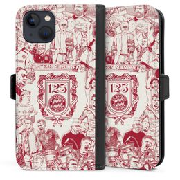 DeinDesign iPhone 13 Handy Klapph&uuml;lle Handyh&uuml;lle aus Kunst Leder schwarz Flip Case Official Licensed Product Fcb 125 Jahre Fc Bayern M&uuml;nchen Sideflip mit Lasche