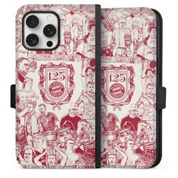 DeinDesign iPhone 15 Pro Max Handy Klapph&uuml;lle Handyh&uuml;lle aus Kunst Leder schwarz Flip Case Official Licensed Product Fcb 125 Jahre Fc Bayern M&uuml;nchen Sideflip mit