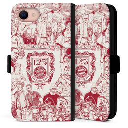 DeinDesign iPhone 16e Handy Klapph&uuml;lle Handyh&uuml;lle aus Kunst Leder schwarz Flip Case Official Licensed Product Fcb 125 Jahre Fc Bayern M&uuml;nchen Sideflip mit Lasche