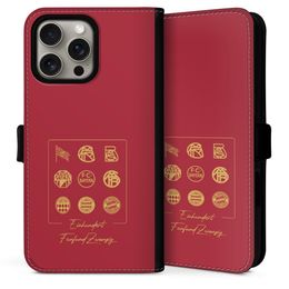 DeinDesign iPhone 16 Pro Handy Klapph&uuml;lle Handyh&uuml;lle aus Kunst Leder schwarz Flip Case Merchandise Fc Bayern M&uuml;nchen Fcb 125 Jahre Sideflip mit Lasche