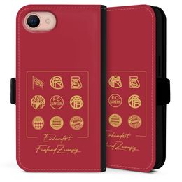 DeinDesign iPhone 16e Handy Klapph&uuml;lle Handyh&uuml;lle aus Kunst Leder schwarz Flip Case Merchandise Fc Bayern M&uuml;nchen Fcb 125 Jahre Sideflip mit Lasche
