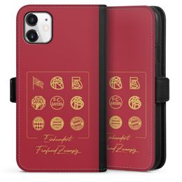 DeinDesign iPhone 11 Handy Klapph&uuml;lle Handyh&uuml;lle aus Kunst Leder schwarz Flip Case Merchandise Fc Bayern M&uuml;nchen Fcb 125 Jahre Sideflip mit Lasche