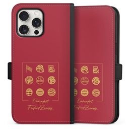 DeinDesign iPhone 15 Pro Max Handy Klapph&uuml;lle Handyh&uuml;lle aus Kunst Leder schwarz Flip Case Merchandise Fc Bayern M&uuml;nchen Fcb 125 Jahre Sideflip mit Lasche