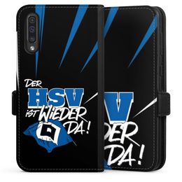 DeinDesign Galaxy A50 Handy Klapph&uuml;lle Handyh&uuml;lle aus Kunst Leder schwarz Flip Case Ascent Hamburger Sv Hsv Sideflip mit Lasche