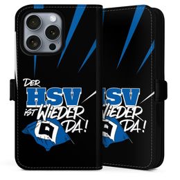 DeinDesign iPhone 16 Pro Max Handy Klapph&uuml;lle Handyh&uuml;lle aus Kunst Leder schwarz Flip Case Ascent Hamburger Sv Hsv Sideflip mit Lasche
