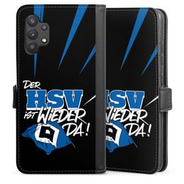 DeinDesign Galaxy A32 4G Handy Klapph&uuml;lle Handyh&uuml;lle aus Kunst Leder schwarz Flip Case Ascent Hamburger Sv Hsv Sideflip mit Lasche