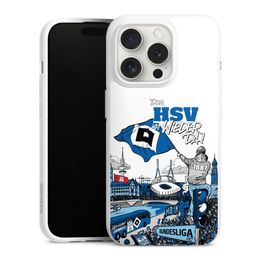 DeinDesign iPhone 15 Pro Handy Silikon Hülle Case weiß Handyhülle Hamburger Sv Ascent Official Licensed Product Silikon Case