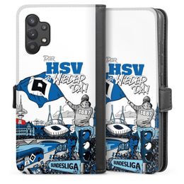 DeinDesign Galaxy A32 4G Handy Klapph&uuml;lle Handyh&uuml;lle aus Kunst Leder schwarz Flip Case Ascent Hamburger Sv Official Licensed Product Sideflip mit Lasche