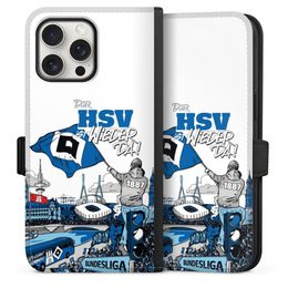 DeinDesign iPhone 15 Pro Max Handy Klapph&uuml;lle Handyh&uuml;lle aus Kunst Leder schwarz Flip Case Ascent Hamburger Sv Official Licensed Product Sideflip mit Lasche