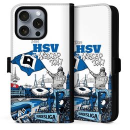 DeinDesign iPhone 16 Pro Max Handy Klapph&uuml;lle Handyh&uuml;lle aus Kunst Leder schwarz Flip Case Ascent Hamburger Sv Official Licensed Product Sideflip mit Lasche