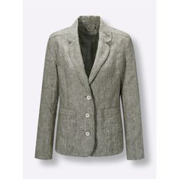 CREATION L PREMIUM Witt Damen Leinenblazer mit Reverskragen, khaki-wei&szlig;-meliert, Gr&ouml;&szlig;e 36