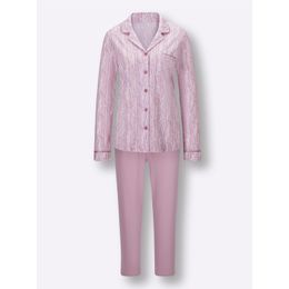 w&auml;schepur w&auml;schepur Damen Pyjama mit Satinpaspeln, mauve, Gr&ouml;&szlig;e 52/54