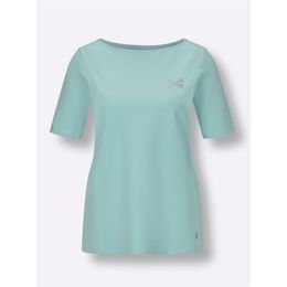 CREATION L PREMIUM Witt Damen Rundhalsshirt mit Glitzer-Applikation, mint, Gr&ouml;&szlig;e 50