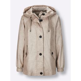 CREATION L PREMIUM Wit Damen Kapuzenjacke im Leinen-Viskose-Mix, sesam, Gr&ouml;&szlig;e 36