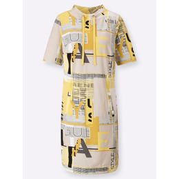 WITT Damen Jerseykleid mit Lettering-Print, bleu-sand-bedruckt, Gr&ouml;&szlig;e 38