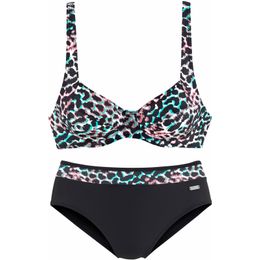 Venice Beach Damen B&uuml;gel-Bikini, schwarz-bedruckt, Gr&ouml;&szlig;e 46E