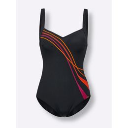 Sunflair Damen Badeanzug in figurschmeichelnder Optik, schwarz-orange, Gr&ouml;&szlig;e 40B