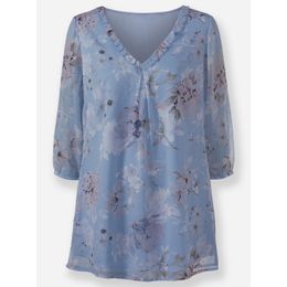 WITT Damen Tunika mit R&uuml;schen-Verzierung, bleu-bedruckt, Gr&ouml;&szlig;e 46