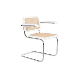 Armlehnstühle DKD Home Decor Weiß Silberfarben natürlich Rattan Ulmenholz 65,5 x 62 x 79 cm