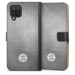 DeinDesign Galaxy A12 Handy Klapph&uuml;lle Handyh&uuml;lle aus Kunst Leder schwarz Flip Case Concrete Fcb Fc Bayern M&uuml;nchen Sideflip mit langer Lasche