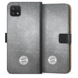 DeinDesign Galaxy A22 5G Handy Klapph&uuml;lle Handyh&uuml;lle aus Kunst Leder schwarz Flip Case Concrete Fcb Fc Bayern M&uuml;nchen Sideflip mit langer Lasche