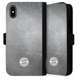 DeinDesign iPhone X Handy Klapph&uuml;lle Handyh&uuml;lle aus Kunst Leder schwarz Flip Case Concrete Fcb Fc Bayern M&uuml;nchen Sideflip mit langer Lasche
