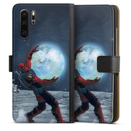 DeinDesign Huawei P30 Pro Handy Klapphülle Handyhülle aus Kunst Leder schwarz Flip Case Deadpool Marvel Moon Sideflip mit langer Lasche