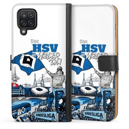 DeinDesign Galaxy A12 Handy Klapph&uuml;lle Handyh&uuml;lle aus Kunst Leder schwarz Flip Case Ascent Official Licensed Product Hamburger Sv Sideflip mit langer Lasche