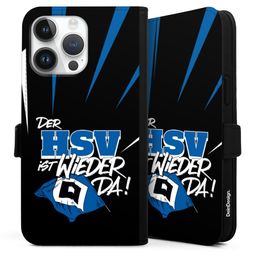 DeinDesign iPhone 14 Pro Max Handy Klapph&uuml;lle Handyh&uuml;lle aus Kunst Leder schwarz Flip Case Ascent Hamburger Sv Hsv Sideflip mit Lasche