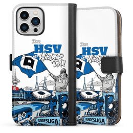 DeinDesign iPhone 13 Pro Max Handy Klapph&uuml;lle Handyh&uuml;lle aus Kunst Leder schwarz Flip Case Ascent Hamburger Sv Official Licensed Product Sideflip mit langer 