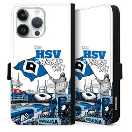 DeinDesign iPhone 14 Pro Max Handy Klapph&uuml;lle Handyh&uuml;lle aus Kunst Leder schwarz Flip Case Ascent Hamburger Sv Official Licensed Product Sideflip mit Lasche