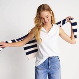 LANDS' END Ärmelloses Supima-Poloshirt, Damen,  Weiß, Baumwolle, by Lands' End