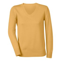 WITT Damen V-Ausschnitt-Pullover mit Baumwolle, maisgelb, Gr&ouml;&szlig;e 52